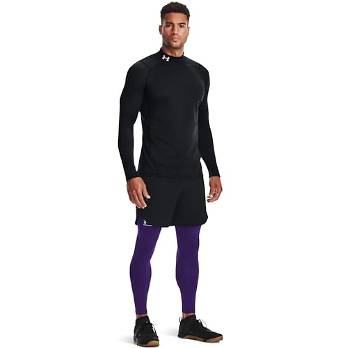 Under Armour Men's ColdGear Armour Fitted Mock, Black (001)/White, X-Large
