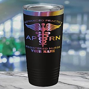Personalized APRN Advanced Practice Registered Nurse on Black with Ion Prism Design 20 oz Stainless Steel Tumbler with Lid - Insulated Cup - Custom Travel Mug