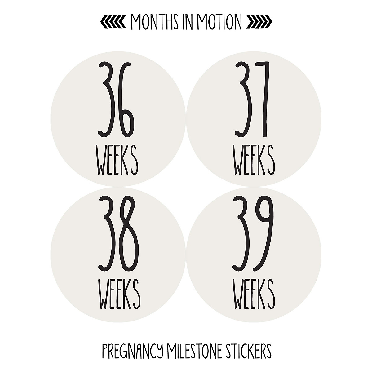 Months In Motion Weekly Pregnancy Growth Stickers | Week to Week Pregnant Expecting Photo Prop | Maternity Keepsake | Baby Bump | Weekly Stickers Photo (Set of 36 Stickers)