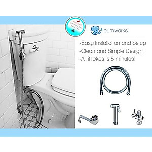 Bumworks Handheld Bidet Cloth Diaper Sprayer for Toilet | Bum Gun Butt Washer, Hand Held Bidet Hose Attachment Water Jet Spray Set | Baday Toilet Kit (Bedit Toilet Badae Biday Boday Toilet Seat)