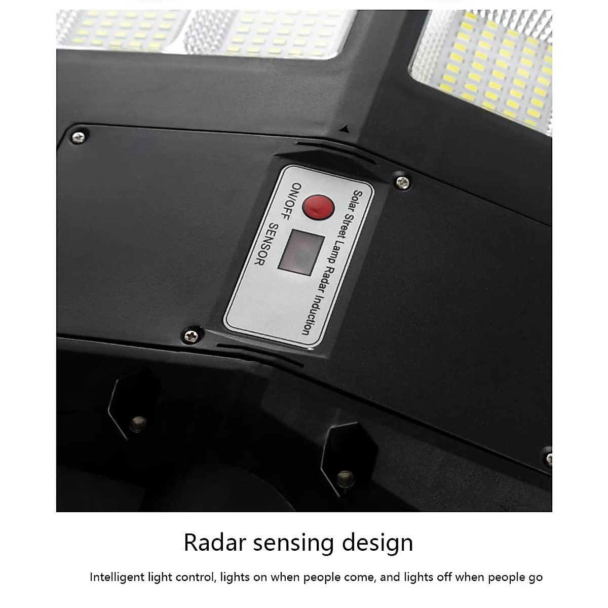 DOOR 1000W Solar Street Lights Outdoor lamp,Dusk to Dawn Solar LED Light, Dusk to Dawn with Radar Sensor, for Parking Lot/Stadium/Yard/Garage/Garden