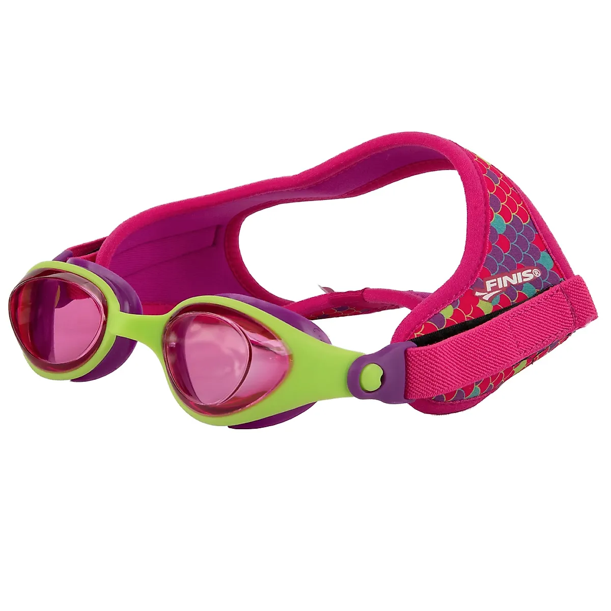 FINIS DragonFly Goggles - Kids Swim Goggles for Ages 4-12 with UV Protection, Buoyant Neoprene Strap, and Durable Lenses - PVC- and Latex-Free - Scales