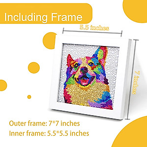 AyuqEjus 5D Diamond Art Kits for Kids with Wooden Frame, Diamond Art for Kids Ages 6-12 by Number Kits DIY Painting Arts and Crafts,Diamond Dots for Kids Gift 6" X 6" (Corgi)