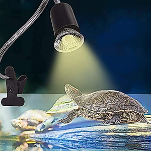 Fansisco Reptile Heat Lamp Turtle Lights with Clip, 3 UVA UVB Bulbs (50W) Aquarium Basking Lamp Adjustable Holder, Pet Heating Light Lamp for Reptile Snake Turtle Lizard