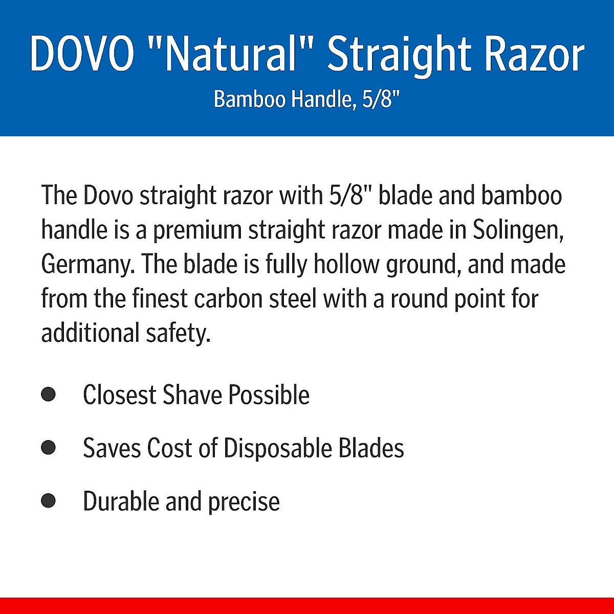 DOVO Natural Straight Razor with Bamboo Handle