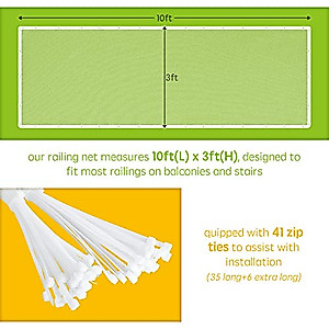 Banister Guard for Baby - 10ft x 3ft, Child Safety Net, Stair Railing Proof Mesh for Kids, Toys, Pets - White