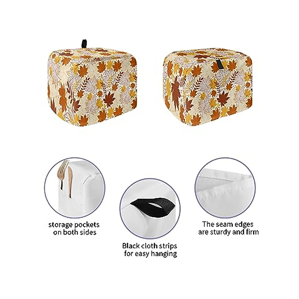 Toaster Dust Cover for Kitchen 2 Slice, Fall Thanksgiving Orange Maple Leaves Texture Bread Maker Cover Toasters Covers for Fingerprint Protector Washable Kitchen Small Appliance Cover (12x7.5x8in)