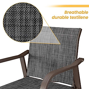 Crestlive Products Outdoor Bar Stools Set of 4, Counter Height Bar Stool All-Weather Patio Furniture with Armrests, Patio Aluminum Bar Stools for Garden Backyard Lawn, 27.5'' Seat Height (Dark Gray)