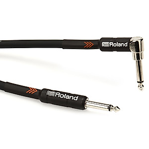 Roland Black Series Instrument Cable, Angled/Straight 1/4-Inch Jack, 10-Feet