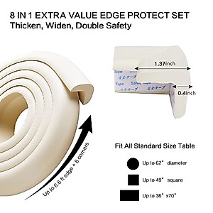 Beauty Pear Baby Proofing Corner Guards & Edge Protectors (6.6 Feet, 8 Corners) Pre-Taped Table Corner Protector, Safe Edge Corner Cushion(2513)