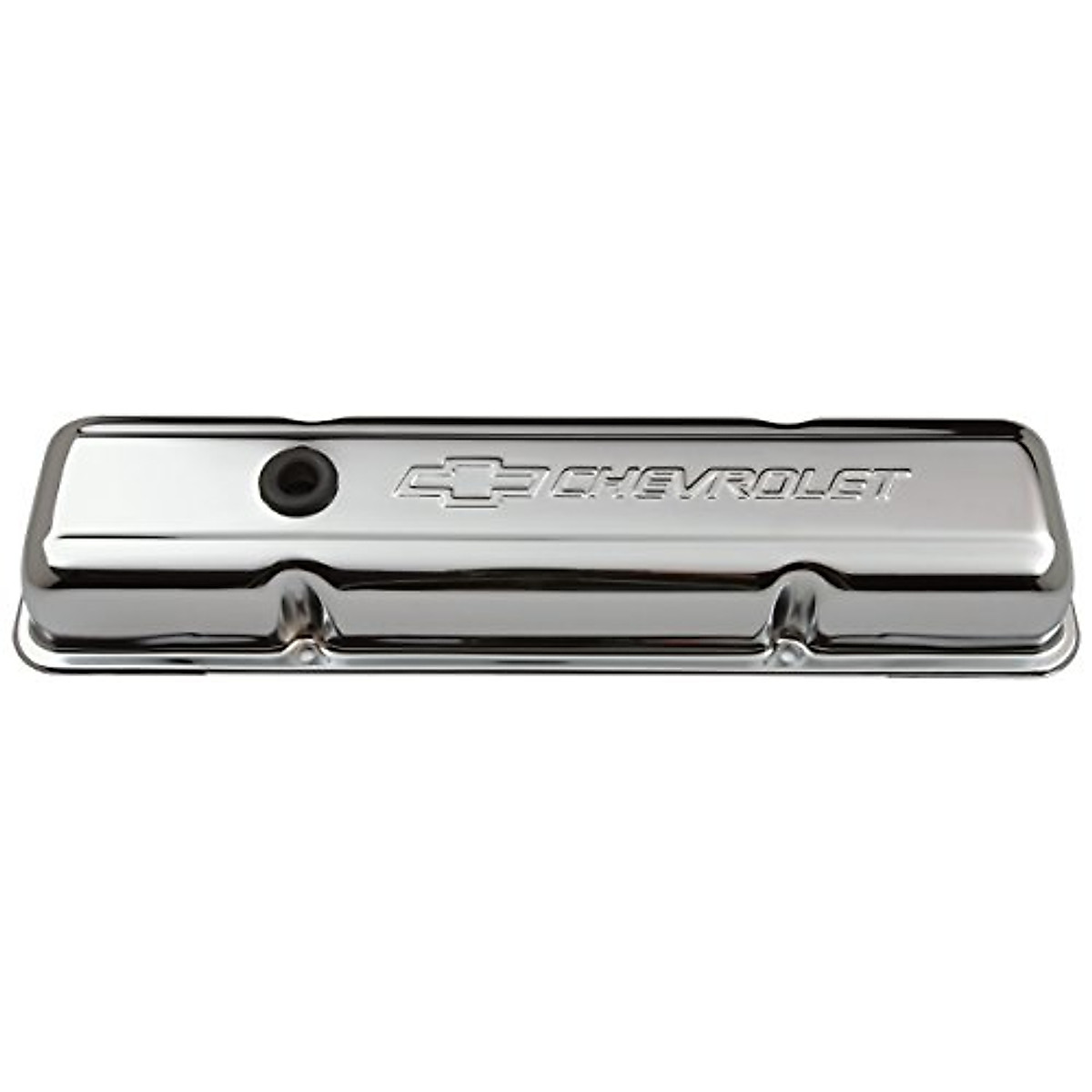 Proform 141-102 SBC Chrome Bowtie Valve Cover - Short with Baffle