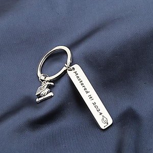 LQRI Mastered It Graduation Keychain Class of 2024 Congrats Grad Gift Masters Graduation Gift for Her or Him Masters Degree Gift (silver)
