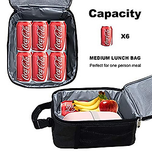 Jereture Lunch Box for Men, Women, Compact Adult Insulated Lunch bag with paper towel bag - Lunch Pail Work Office Cooler, Soft, Leakproof, Fashion. Suit to men, women,work,office,beach (Black)