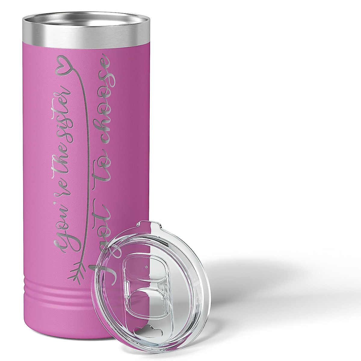 Cuptify You're the Sister I Got to Choose Skinny Tumbler with Lid Laser Engraved on Blush 22 oz Insulated Stainless Steel Best Friend Birthday Gift For Women