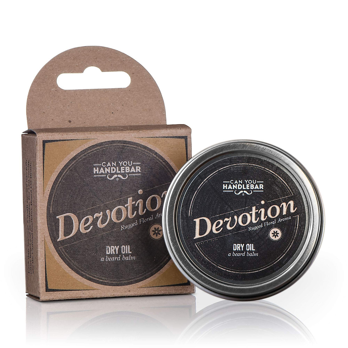 CanYouHandlebar Beard Balm for Men, Dry Oil Beard Wax, Natural Beard Care Conditioner Moisturizer Softener Grooming Products, Patchouli & Floral Scent, 2 oz Stainless Steel Tin