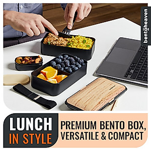 Premium Bento Lunch Box in 8 Modern Colors, 2 Compartments, Leak-proof, Includes Sauce Container, Divider, Cutlery & Chopsticks, 40oz Japanese Bento Box for Adults & Kids, Microwave-& Dishwasher-safe
