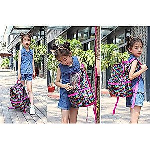 Flip Sequin Backpack for Girls Kids Kindergarten Elementary Middle School Bookbag Cute Spark Book Bags Teen Travel Outdoor Daypack Back Pack(Rainbow)