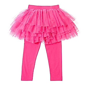 Baby Toddler Girls' Tutu Leggings Tulle Ruffle Skirted Pants 2-6T Rose Red