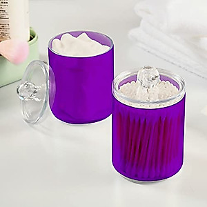 Carlonge Purple Qtip Holder Dispenser for Cotton Ball,Bathroom Organizers and Storage Containers,Plastic Jars with Lid Apothecary Jar for Cotton Swabs Pads 4 YIXIN21