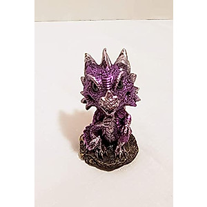 New 3.5" Violet & Silver Bobble Head Sitting Dragon Collectible Figurine Statue