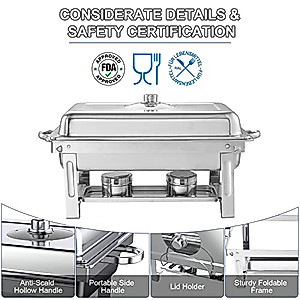 THXSUN 2-Pack 9QT Chafing Dish Buffet Set, Stainless Steel Full Size Chafers and Buffet Warmers Sets, Foldable Chafing Dishes with Pan, Lid, Frame, Fuel Holder for Catering Party Banquet (Upgrade)