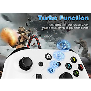 2 Pack Wired Controller Compatible with Xbox One S/X, Xbox Series X/S Windows 10/11 PC Gaming Controller with Audio Jack & Volume Button/Turbo/Macro/Motion Control & Dual Shock (White+Green)