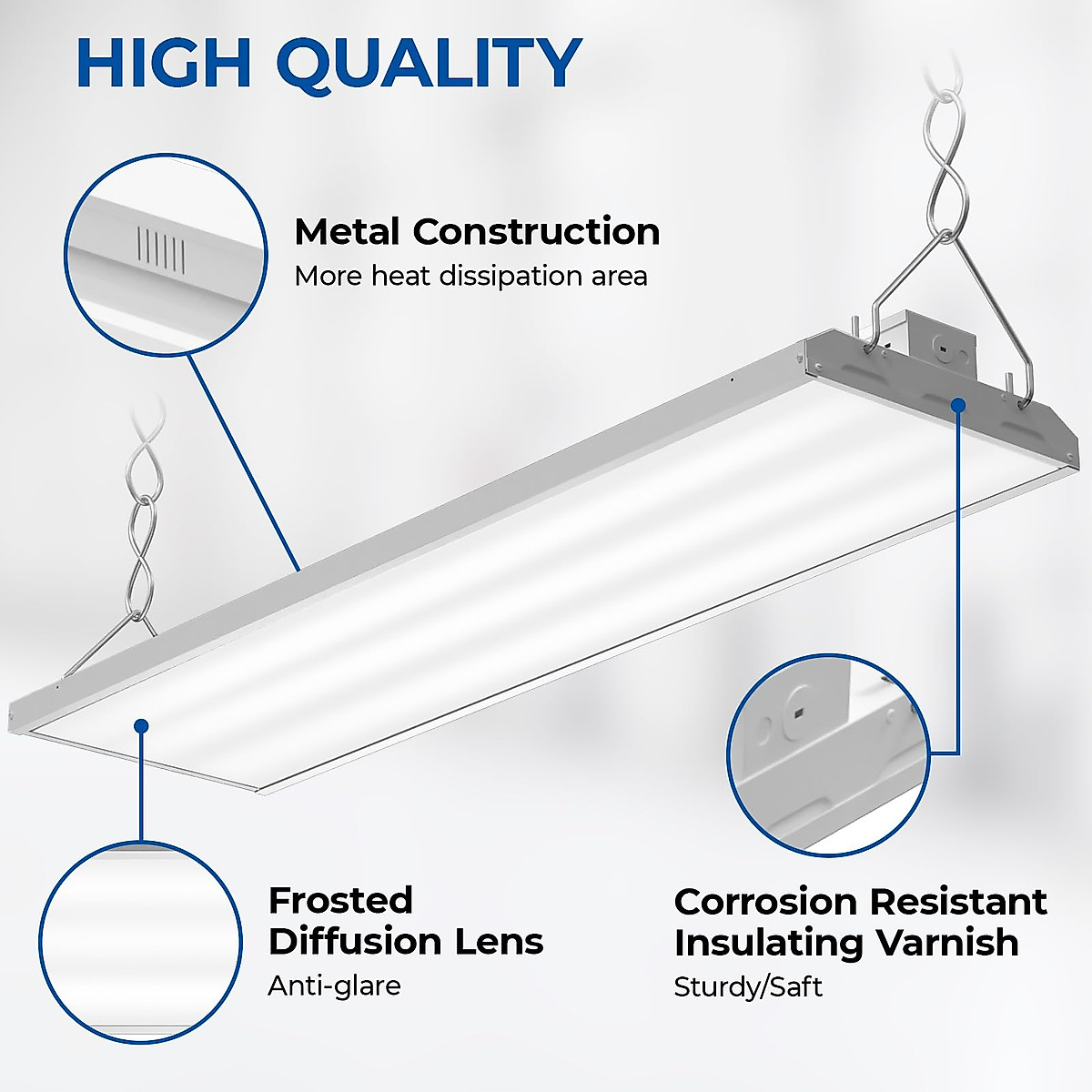 CINOTON 4FT 210W LED Shop Light with 28350LM,0-10V Dimmable Linear High Bay Lighting with 5000K120-277V 135LM/W Commercial Bay Lights for Garage Office Warehouse Workshop Factory UL Listed 10 Pack