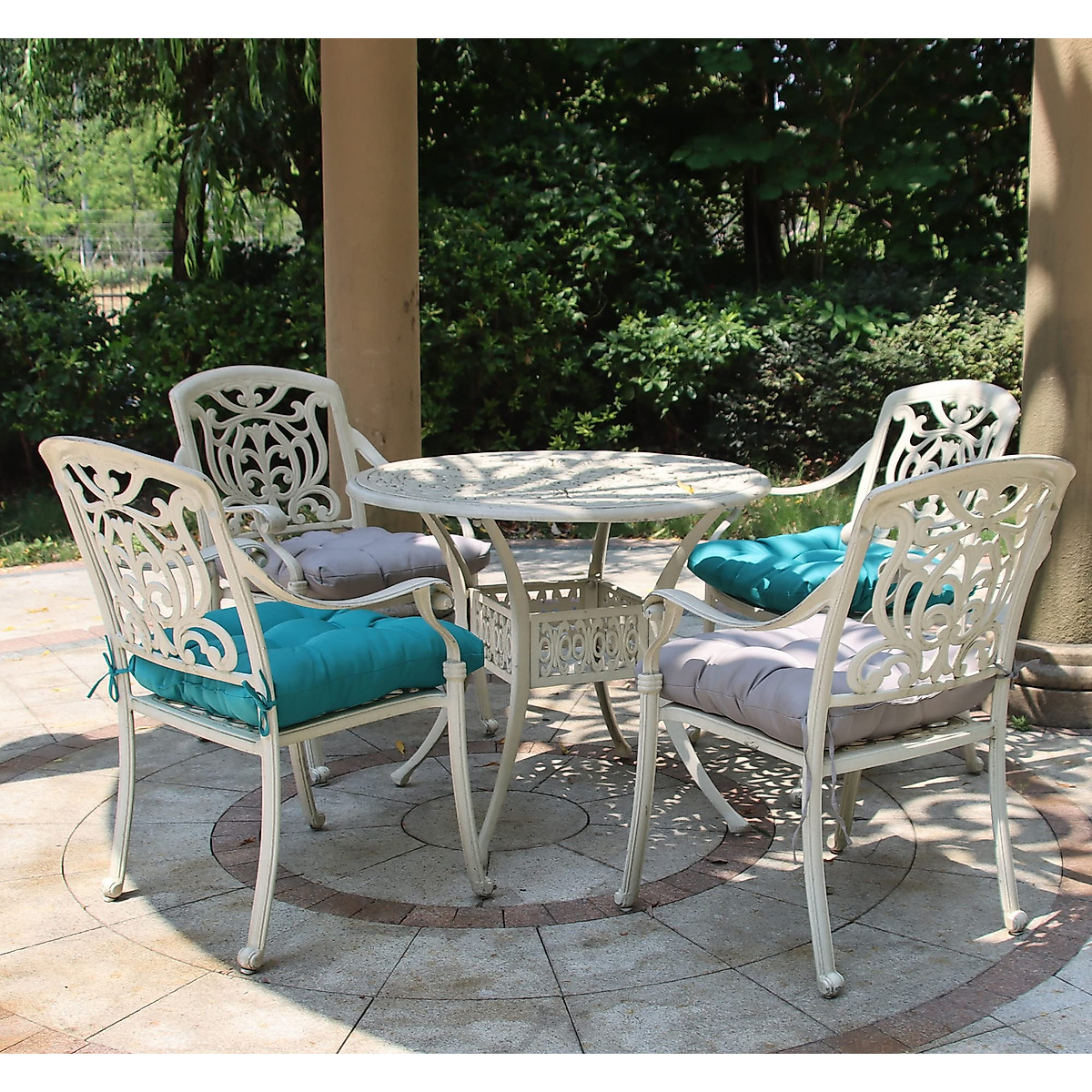 Leeymoo Square Outdoor/Indoor Seat Cushion 20x20, 2 Pack Tufted Patio Furniture Chair Pads with Thick Form Filled