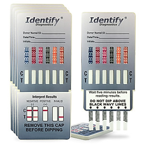 Identify Diagnostics Drug Test Cards - 100 Pack - 12 Panel CLIA Waived Instant Urine Drug Test Kit for AMP,BAR,BUP,BZO,COC,MDMA,MET,MOP/OPI,MTD,OXY,PCP,THC