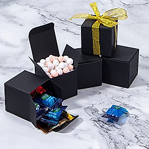 NIGNYA Black Gift Boxes 2x2x2 inches, 100 Pack Small Kraft Cardboard Gifts Boxes Paper Cube Favor Box Easy Assemble Paper Gift Box with lids for Presents Birthday Christmas Wedding Party