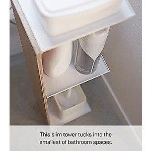 Yamazaki Supplies Home Organizer-Slim Bathroom Storage Shelves | Steel + Wood | Toilet Paper Stocker, One Size, Ash