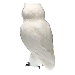 KODORIA Artificial Feathered Owl Realistic Bird Decoration Taxidermy Garden Decor - White 1