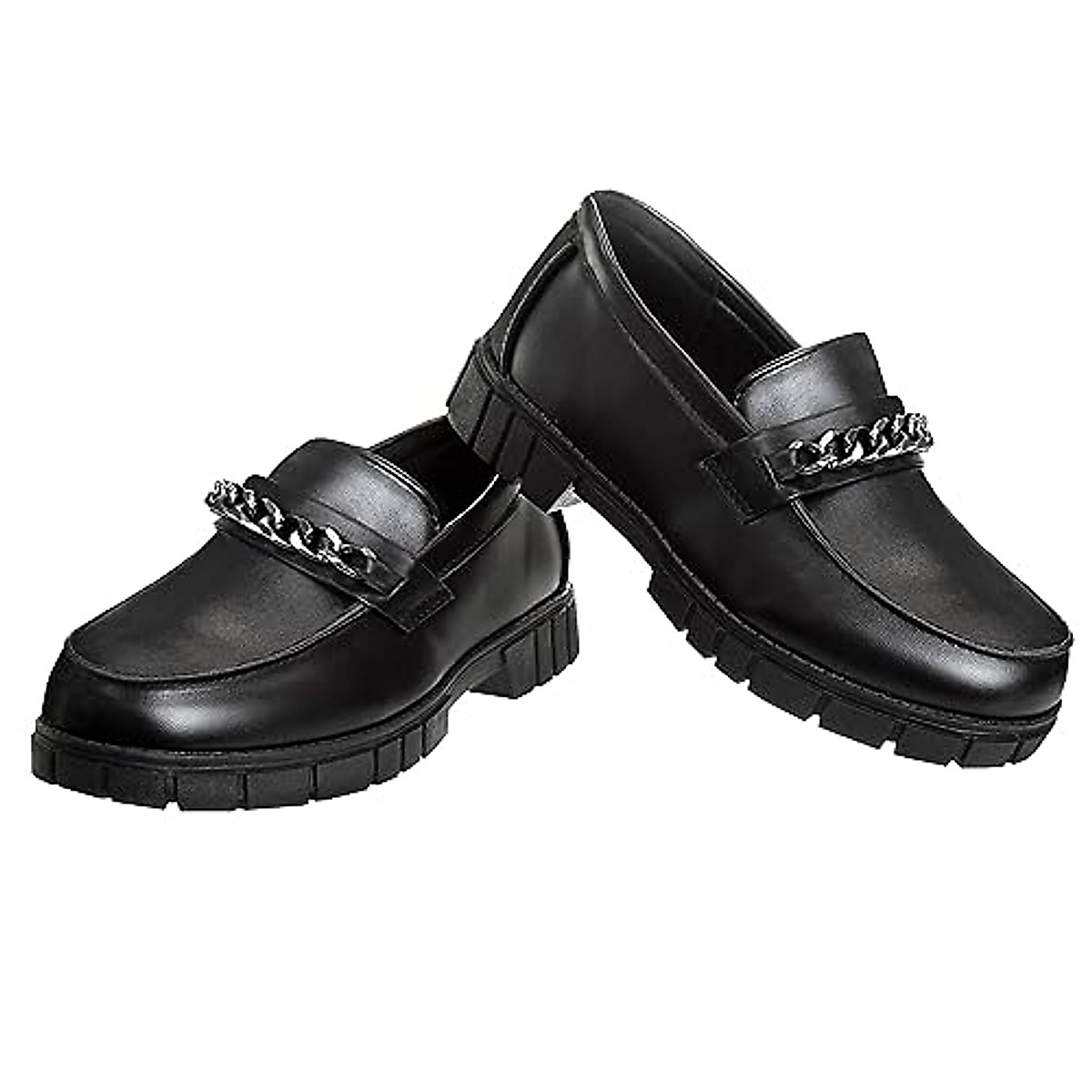 French Toast Girls Round Toe Ankle Strap Maryjane School Shoes - Mary Jane Chunky Platform Oxford Dress Shoe Pumps - Black Chain (Size 2 Big Kid)