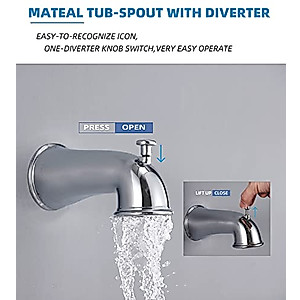 Shower System with Tub Spout, Bathroom Rain Mixer Shower Combo Set, Single Handle Shower Faucet with Valve, Chrome