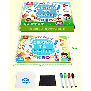 Coogam Learn to Write Workbook, Numbers Letters Practicing Book, ABC Alphabet Sight Words Handwriting Educational Montessori Toy for Home Classroom Kindergarten Preschool Kids