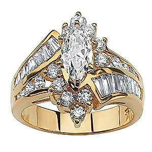 Bokeley Valentine's Day Rings Gift, 2-in-1 Womens Vintage White Diamond Silver Engagement Wedding Band Ring Set(Gold #1,6)