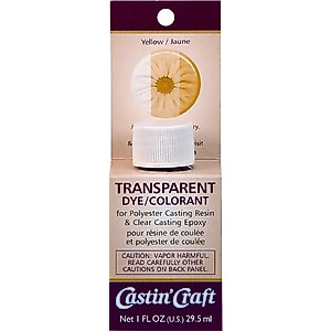Environmental Technology Castin’ Craft Universal Transparent Resin Dye (1 oz | Yellow-Colored) Liquid Coloring Pigments for Polyester & Casting Epoxy | DIY Jewelry Making Concentrated Colorant Drops