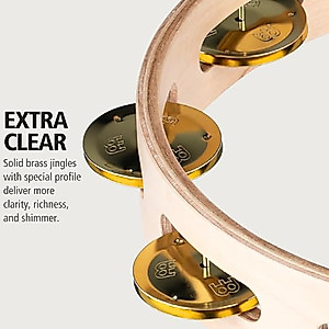 Meinl Percussion Artisan Edition Tambourine with Solid Brass Jingles, Single Row-NOT Made in CHINA-10 Maple Frame, 2-Year Warranty (AE-MTA1B)