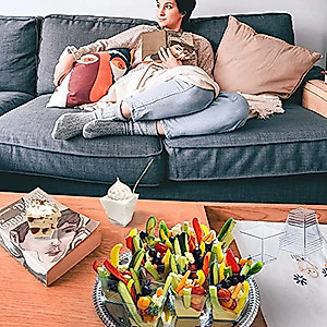 Gddochn 50 Pack 3.5 oz/100ml Plastic Square Dessert Cups,Square Small Appetizer Cups,Square Clear Plastic Dessert Tumbler Cup for Desserts,Appetizers,Puddings,Chocolate Cakes,Ice Cream