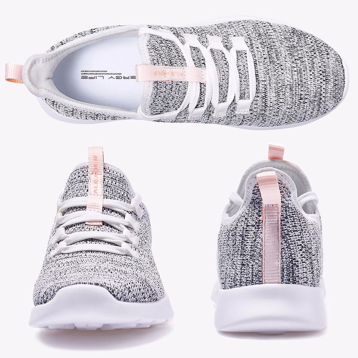 ALEADER Women's Energycloud Slip On Walking Shoes Pure Running Shoes for Gym Workout Treadmill Running Errands White Gray Size 6.5 US