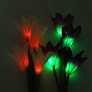 2 solar LED 4 heads calla flower night light, suitable for home garden lawn decoration
