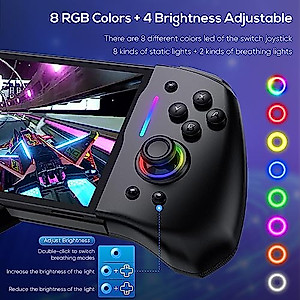 Switch Controller for Nintendo Switch/OLED, RGB One-Piece Joypad Controller for Switch Controllers Joy-con with Adjustable TURBO, Dual Motor Vibration,Handheld Switch Pro Controller for Switch Gaming