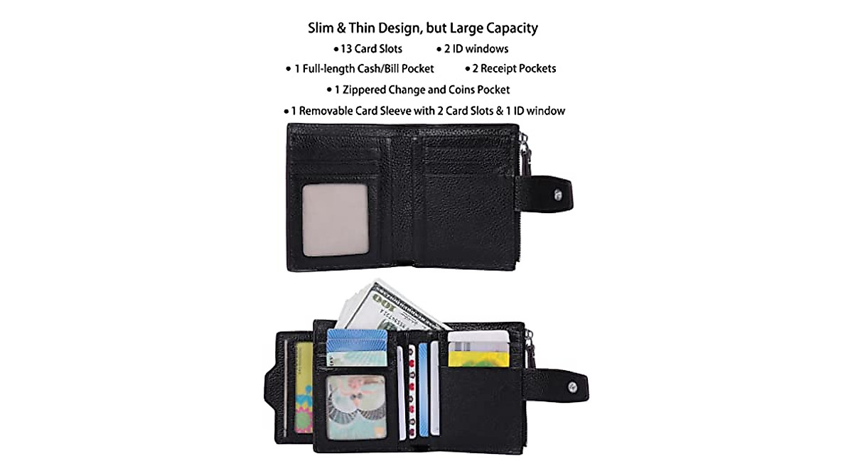 AINIMOER Women's RFID Blocking Leather Wallet - Secure & Stylish