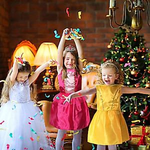 SOLIEHOO Girls Princess Dress Up Trunk, Pretend Play Costumes Princess Role Play Set 15pcs Girls Dress up Clothes with 4 Tops,4 Princess Dresses Crown Necklaces for Toddler Age 3 4 5 6 Years