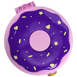 Polly Pocket Playset, Travel Toy with 2 Micro Dolls & Surprise Accessories, Pocket World Donut Pajama Party Compact, Food Toy