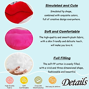 zhidiloveyou 2PCS 11.8" Lip Pillow Plush Hug Toy Soft Lip Shaped Decorative Cushion (Pink+Red)