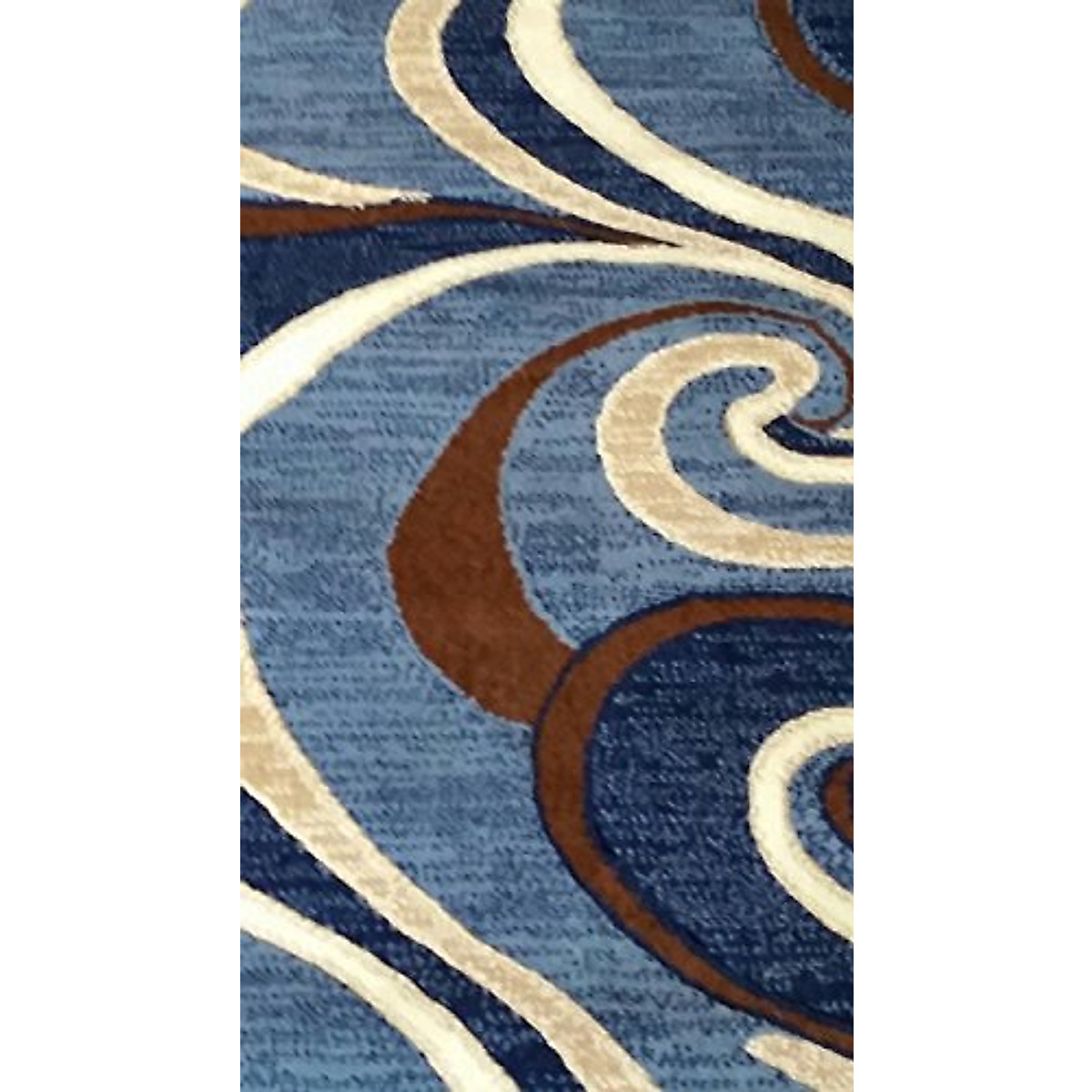 Modern Runner Contemporary Area Rug Blue Brown Carpet King Design 144 (2 Feet X 7 Feet 3 Inch)