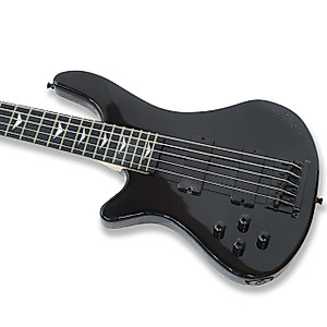 Tario Black Left-handed 5 String Electric Bass, Bolt-on Maple Neck, Poplar Body