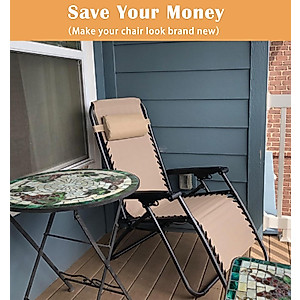 17" 19" 21" Wide Zero Gravity Chair Replacement Fabric, Repair Cloth with 4 Gravity Chair Replacement Cord Screws Kit, Zero Gravity Chair Accessories for Sling Patio Lawn Lounge Chair, Tan