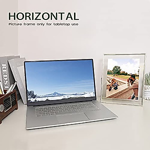 Qiannhee Plate Stands for Display (5 Pcs,8 inch) and Silver Floating frame (1 Pcs, 8x10), Picture Frame Hold 8x10in 6x8in 5x7in Photo for Tabletop, Glass Finish, Metal Stand Frame